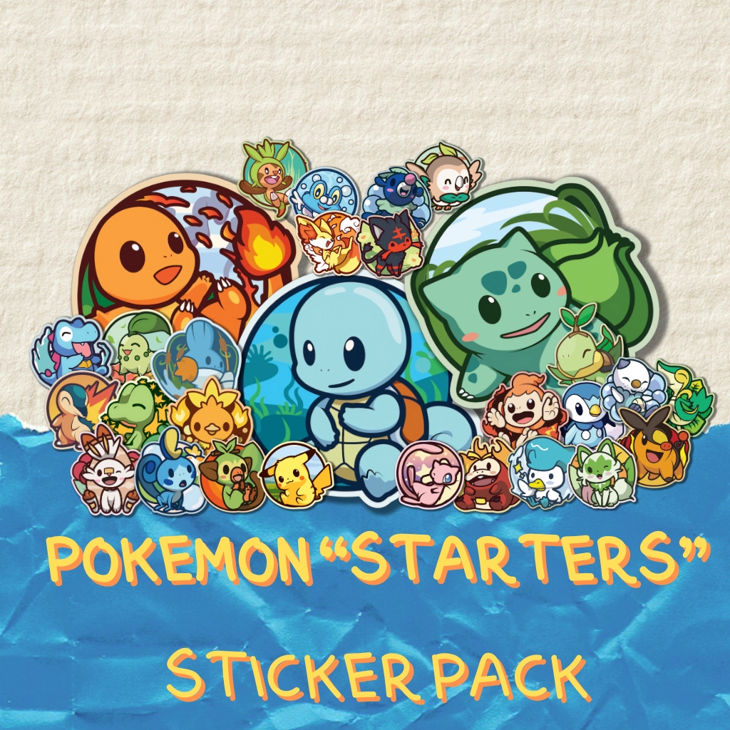 Pokemon All Generation Starters Sticker Pack | Die-Cut Matte Laminated ...