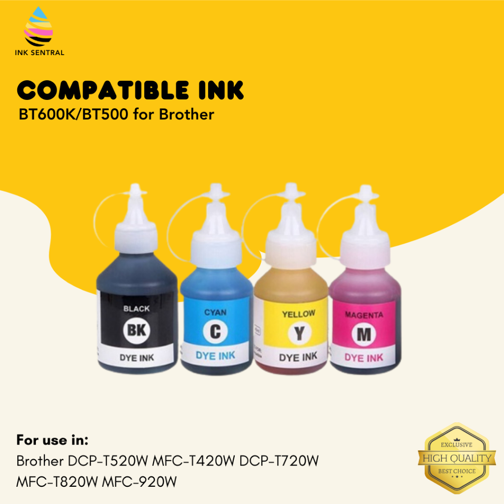 INKSENTRAL Compatible Ink BT-60K BT60 BT-5000 for Brother DCP-T520W MFC ...