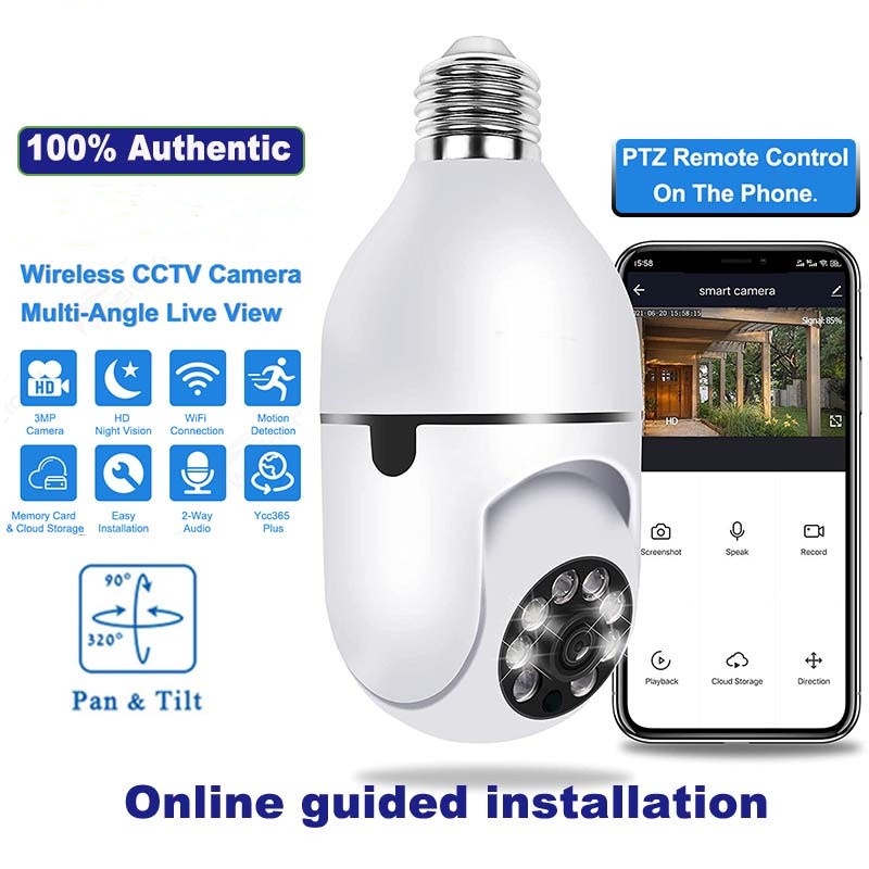 Alston x V380 PRO Q16s WiFi Wireless Bulb Camera 1080p 360 3d Panoramic ...