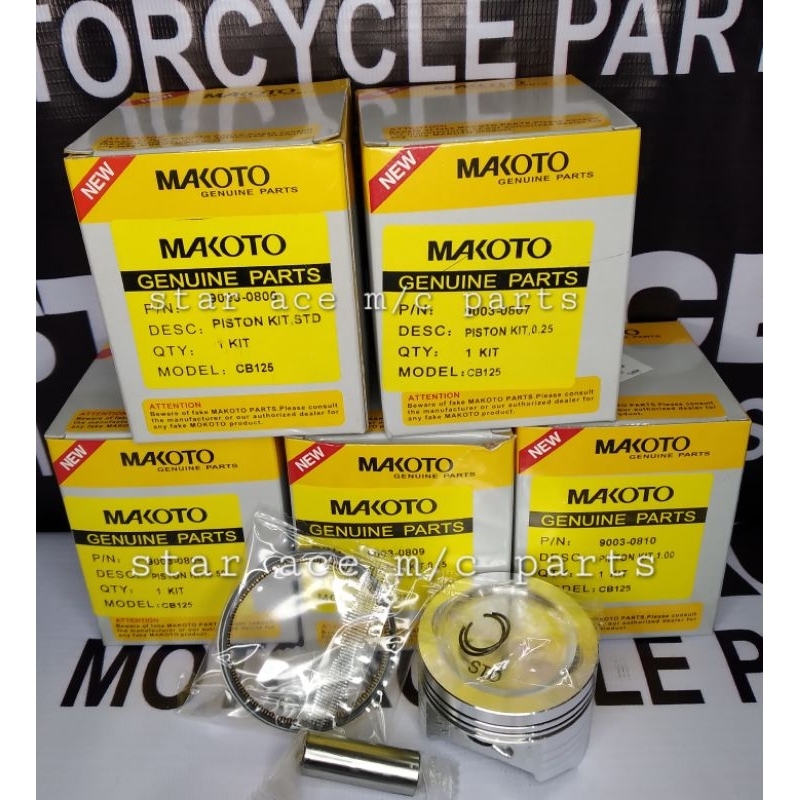 HONDA CB125 PISTON KIT STANDARD,25,50,75,1.00 MAKOTO BRAND 100% NOT ...