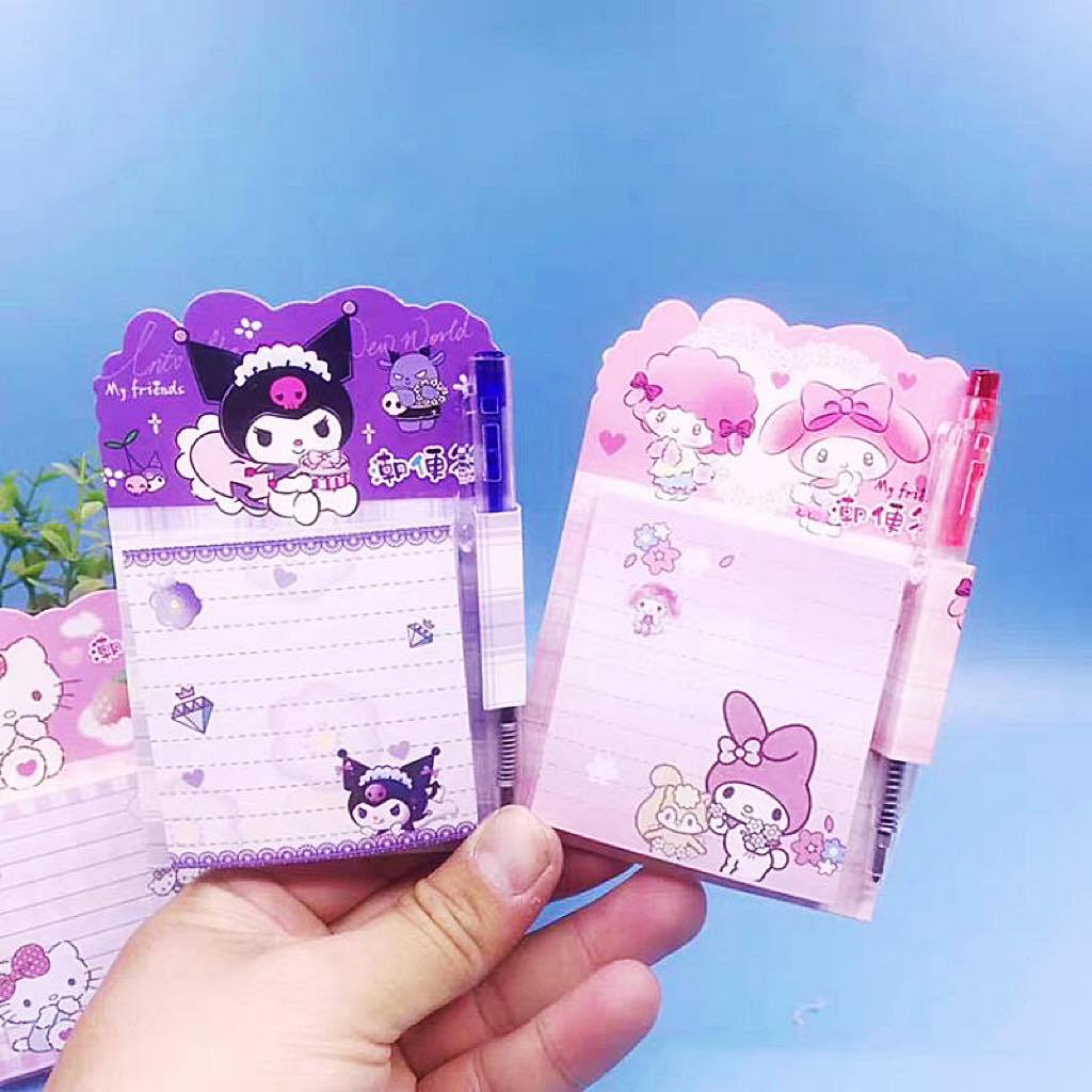 Sanrio Sticky Note Pads Memo Pad NOTEBOOK with pen Kuromi/Cinnamoroll ...