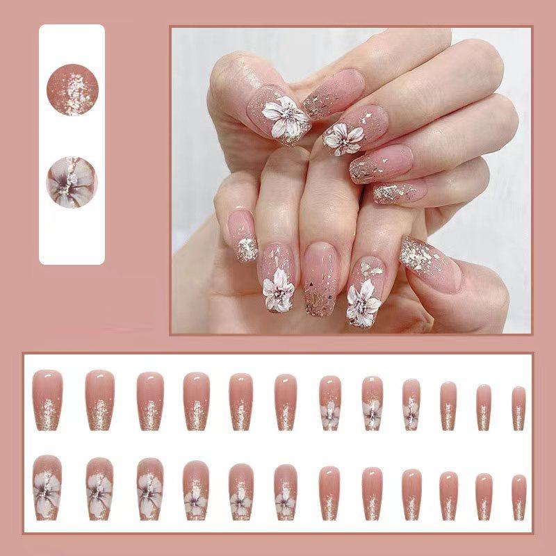 【FREE GIFT】24Pcs/Set Fake Nails Waterproof Fake Nail Set with Glue ...