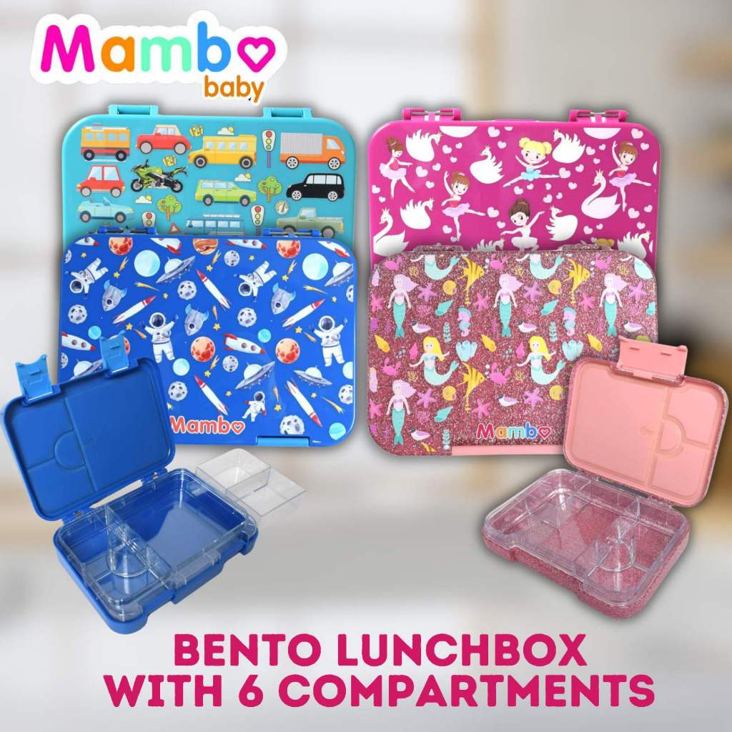 Mambo Bento Baon Box 4 to 6 Compartments Spillproof School Lunchbox For ...