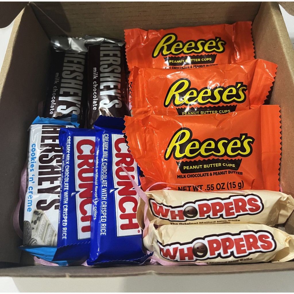 CHOCOLATE GIFT BOX 10 PIECES SMALL BOX-REESES WHOPPERS HERSHEY'S CRUNCH ...