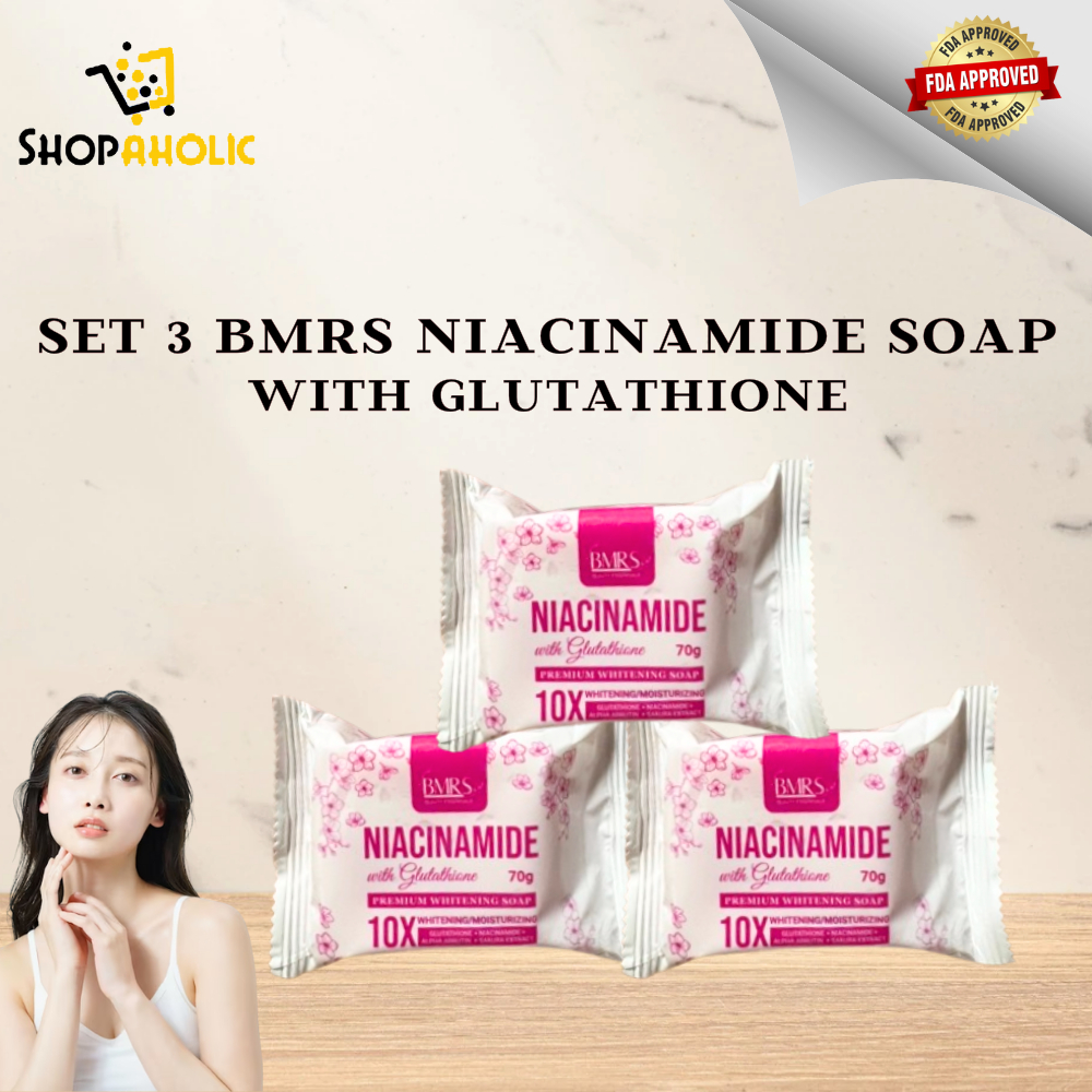 Set 3 Bmrs Niacinamide With Glutathione 10x Whitening Moisturizing
