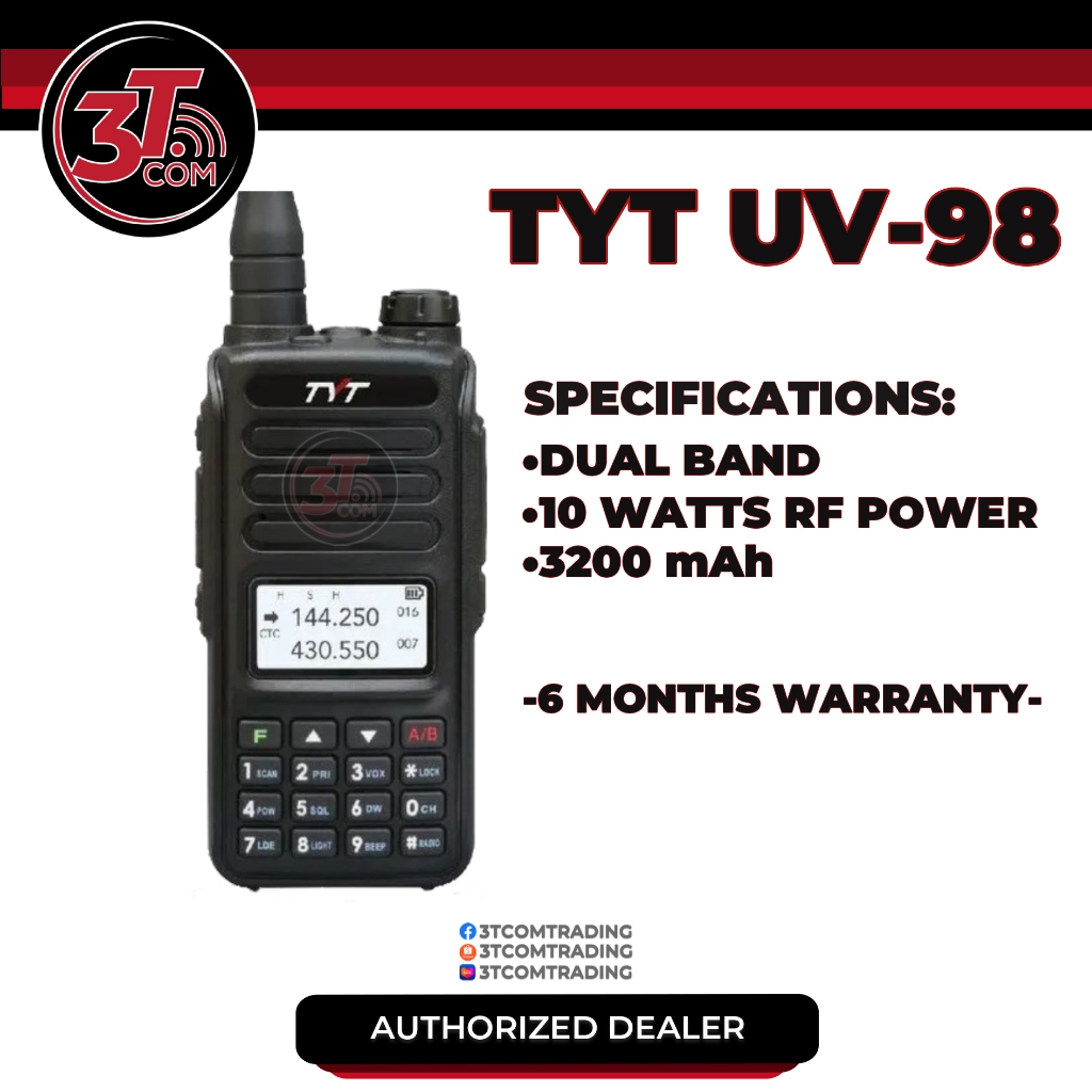 TYT UV98 HIGH POWER 10W DUAL BAND UHF/VHF WALKIE TALKIE | Shopee ...
