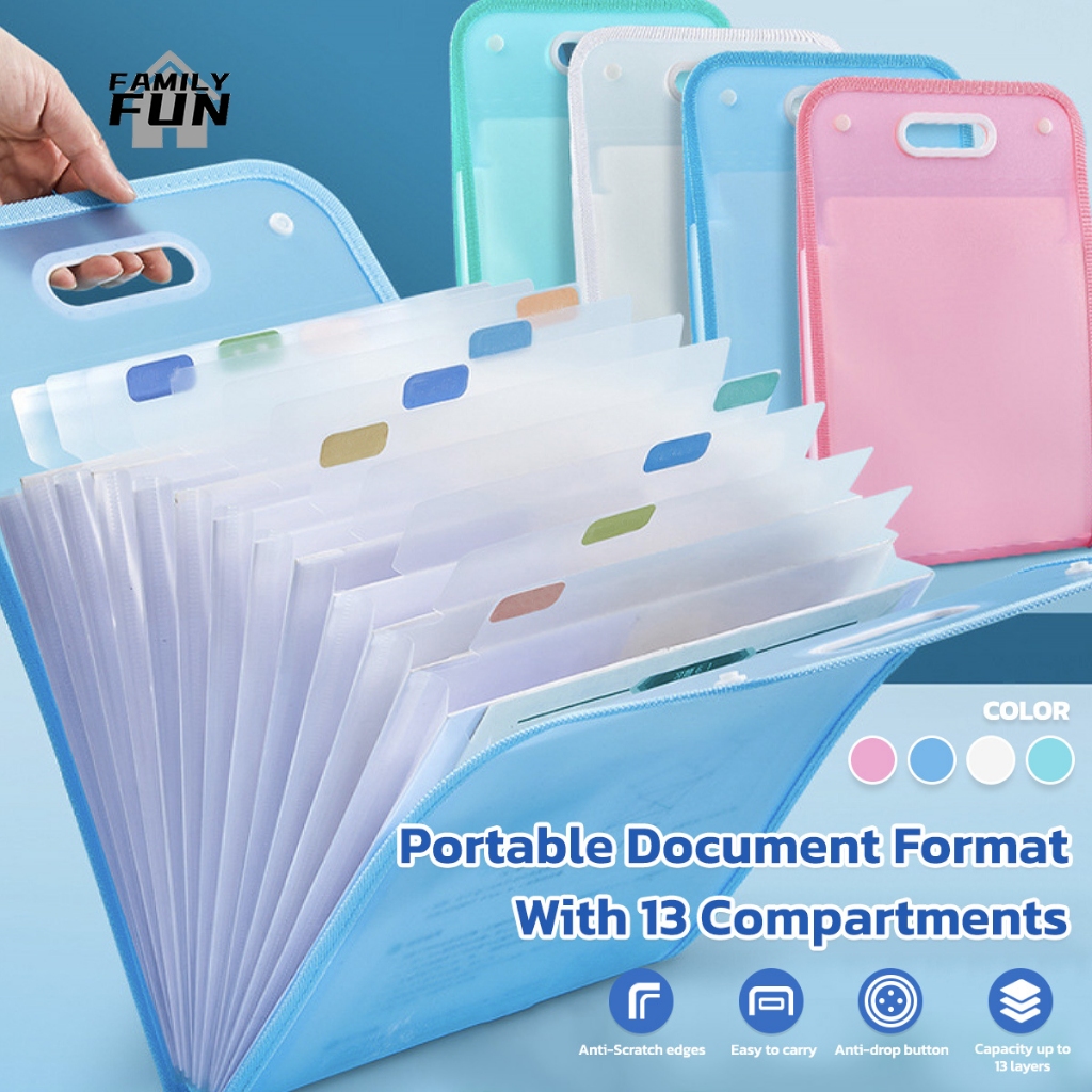 Folder Clear book File Organizer With Handle Expanding File Folder 13 ...