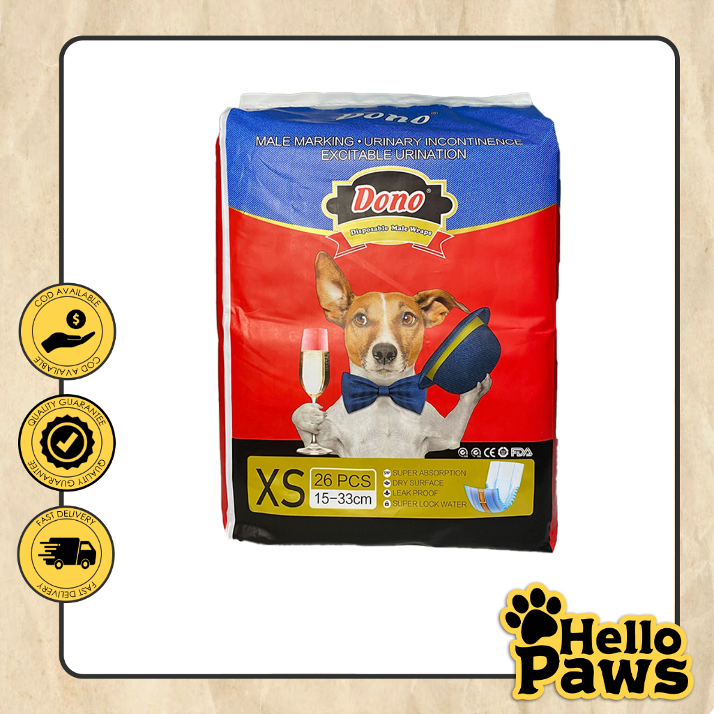 Hello Paws Dono Disposable Dog Diapers Male-Denim Style Extra Small ...