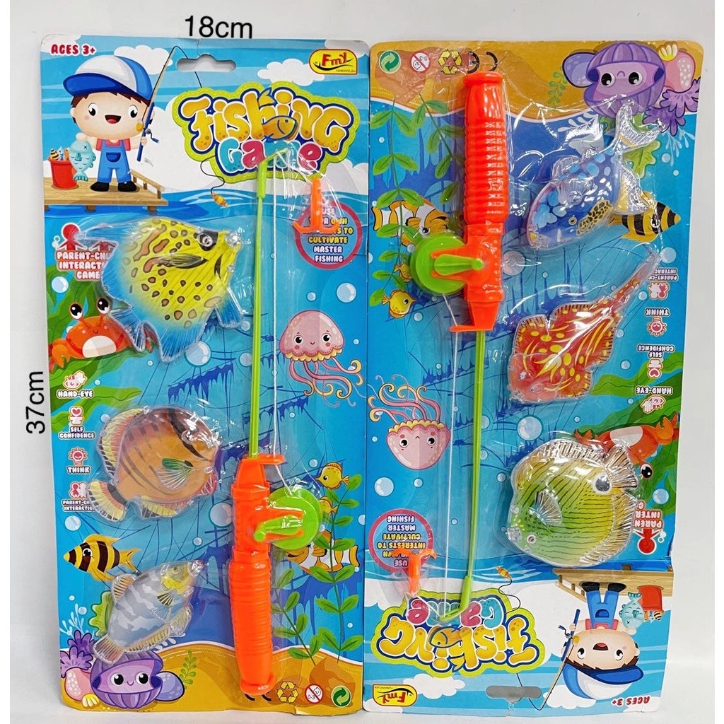 Magnetic Fishing Toy Kids Game Plaything Set with Fish Rod | Shopee ...