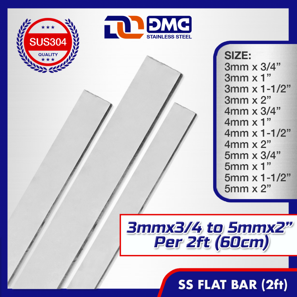 2FT Stainless Flat Bar Stainless Flatbar Stainless Bar Stainless Steel | Shopee Philippines