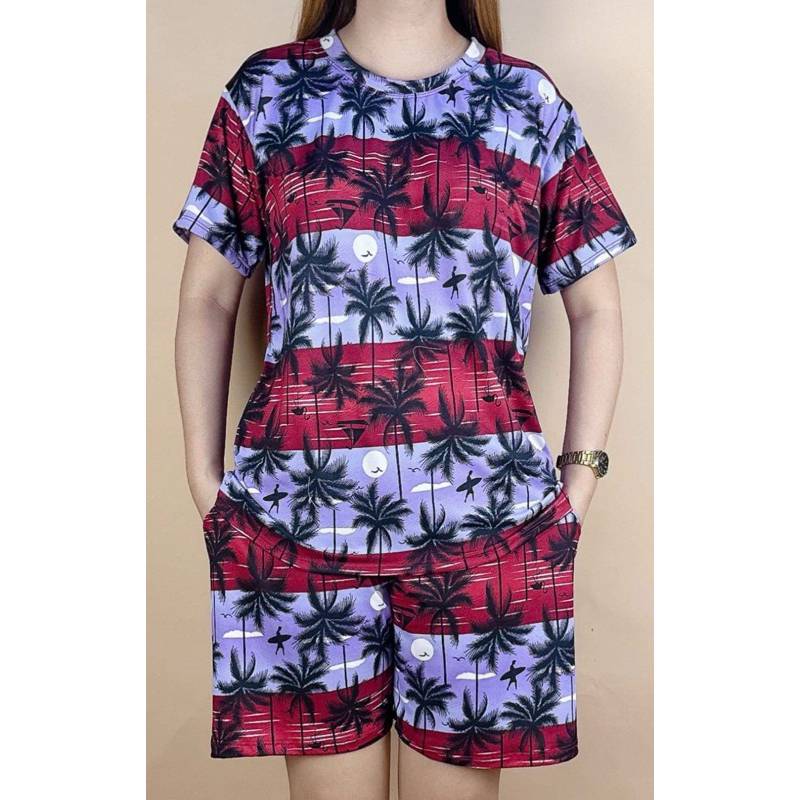 TERNO - Printed T-Shirt and Shorts Pambahay Pantulog for Adults with ...