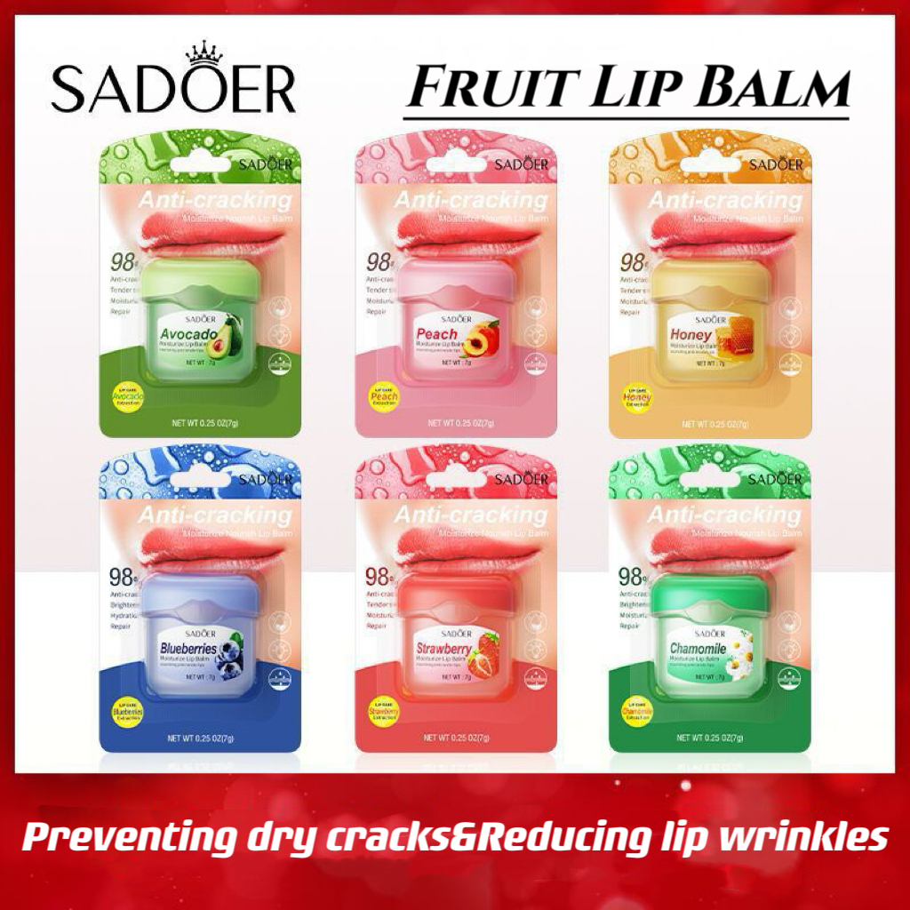 SADOER Fruit Lip Balm with SPF Moisturizing Anti-Cracking Lip Care Jelly Lip Moisturizer Lip ...