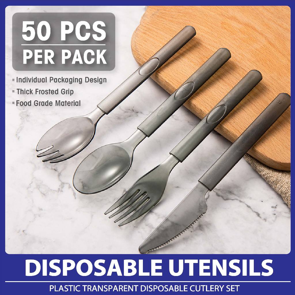 Disposable thickened plastic spoon, fork and sfork (spoon and fork ...