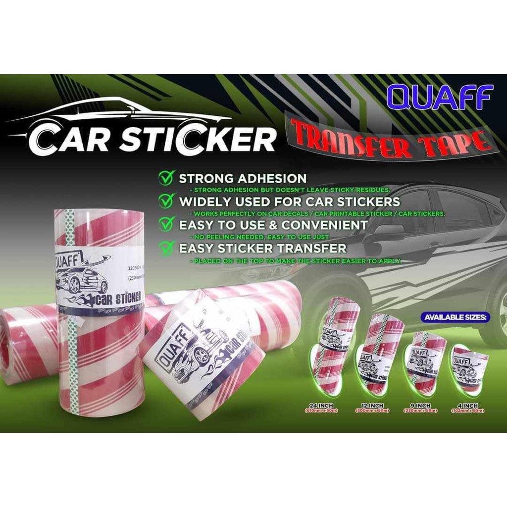QUAFF Car Sticker Transfer Tape 9"/12"/24" (50 meter) | Shopee Philippines