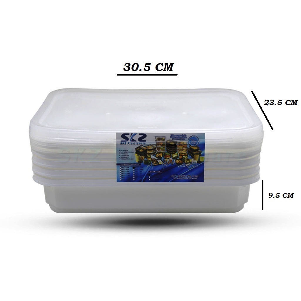 PARTY TRAY RECTANGULAR RE5000 FOOD STORAGE MICROWAVABLE WHITE 5 PCS PER ...