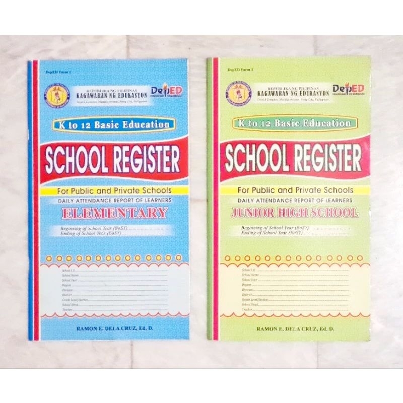 School Register K to 12 Basic Education Elementary & Junior High School ...