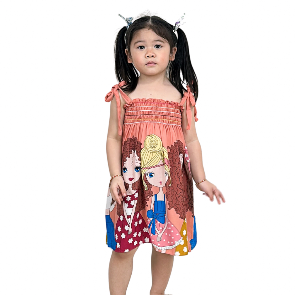 #VF Kids Printed Doll Challis Cute Dress, For Children 2-4yrs old comfy ...
