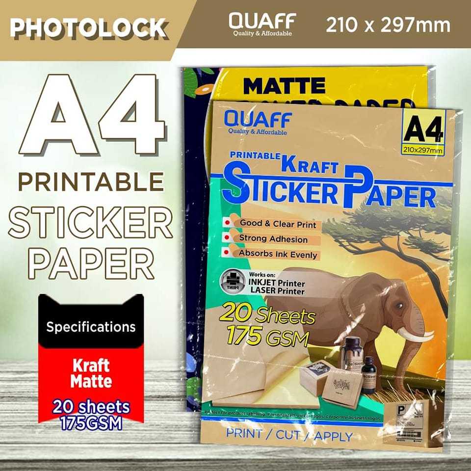 Matte Sticker Paper A4 175gsm Kraft Size For Labels And 20 Sheet ...