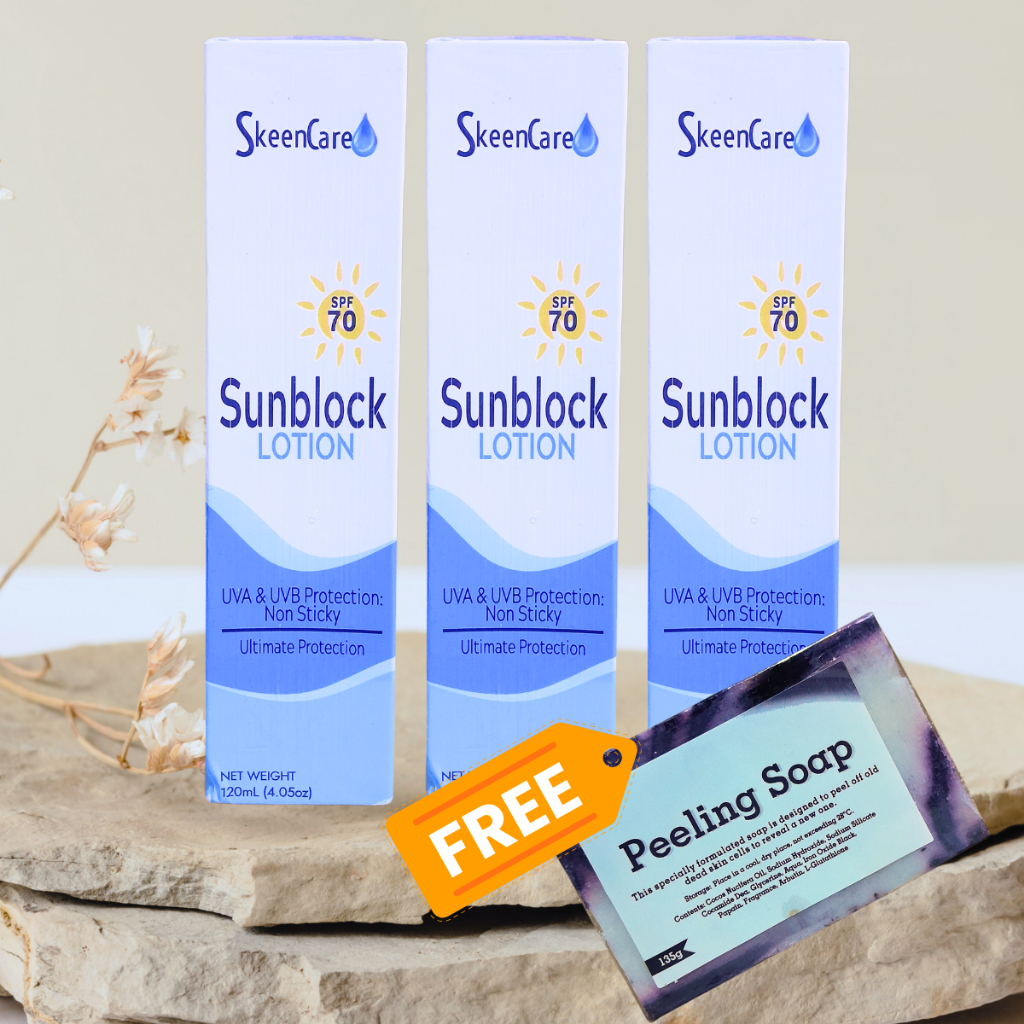 Skeen Care Sunblock lotion 120mL x 3 Blocks UV radiation on skin and ...