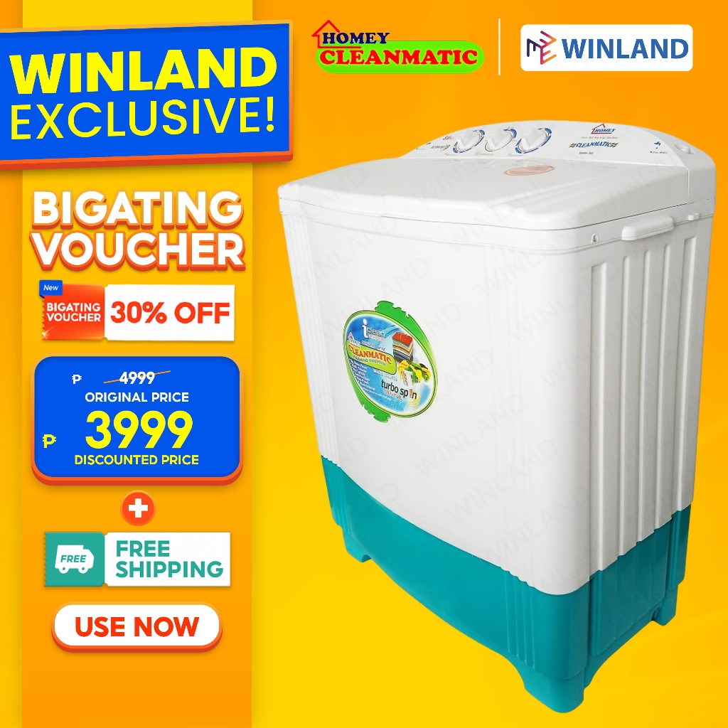 Homey by Winland Cleanmatic 8KG Twin Tub Washing Machine with Spin ...