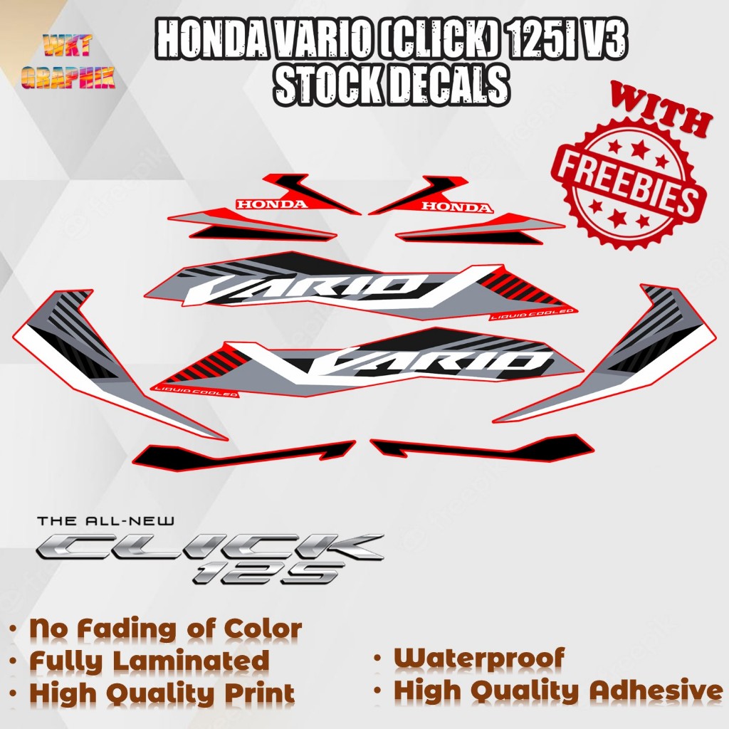 HONDA VARIO (Click) 125i V3 STOCK DECALS (WATERPROOF, LAMINATED, NO ...