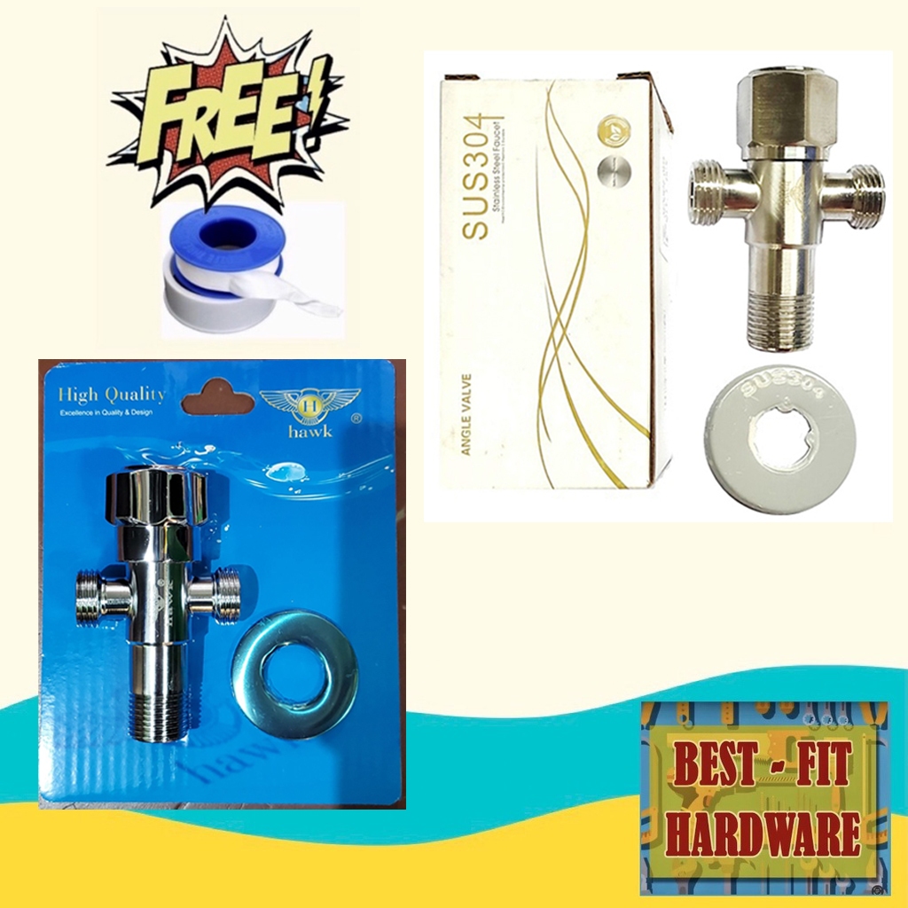 HAWK - STAINLESS / CHROME TEE ANGLE VALVE - TWO WAY SINGLE FAUCET # SV ...
