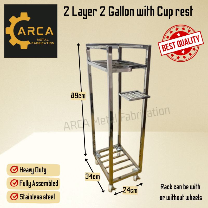 customized 202 Grade Stainless Water gallon rack with wheels | Shopee ...