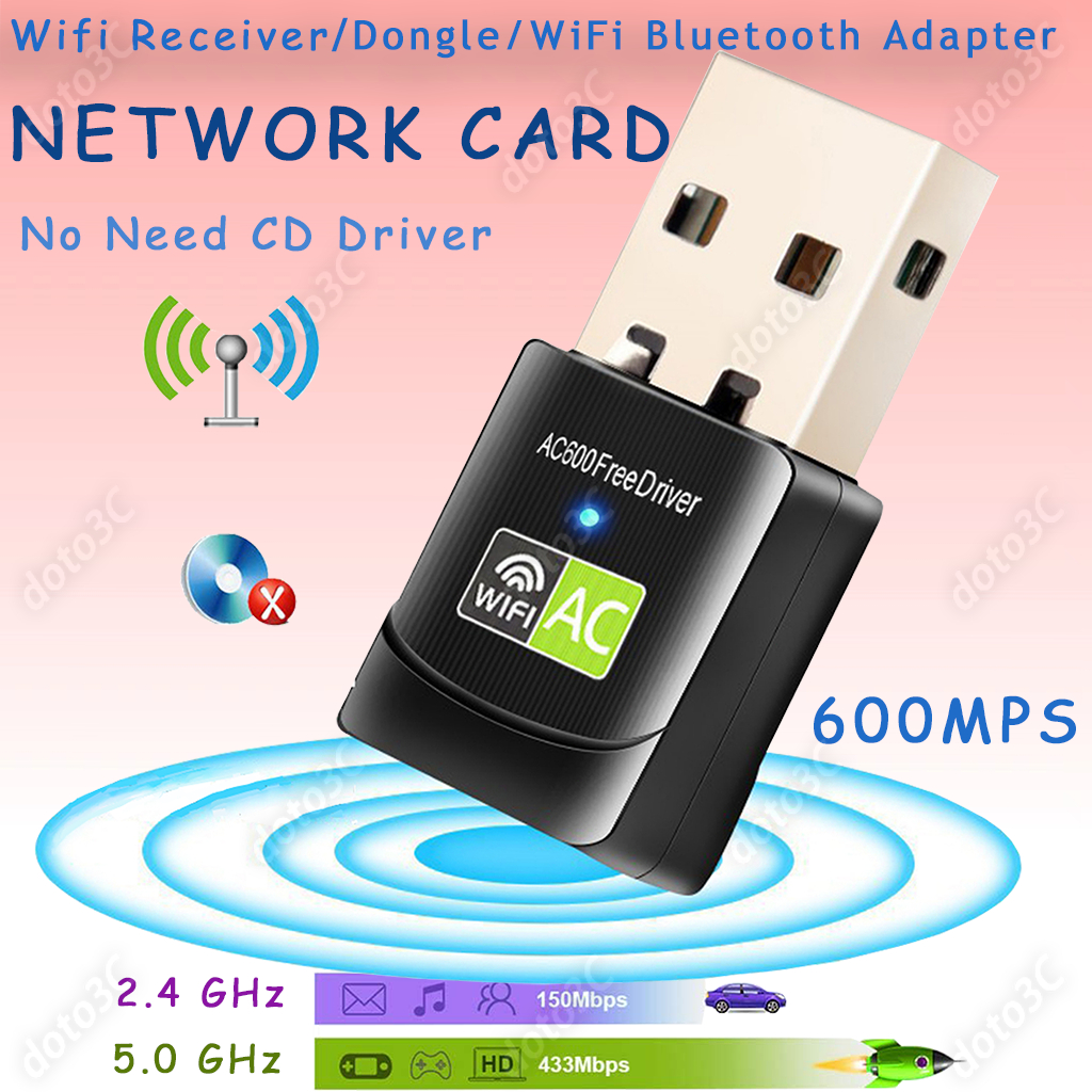 600Mbps Wifi Dongle USB Bluetooth,Wireless WiFi Bluetooth Adapter 2.4G ...