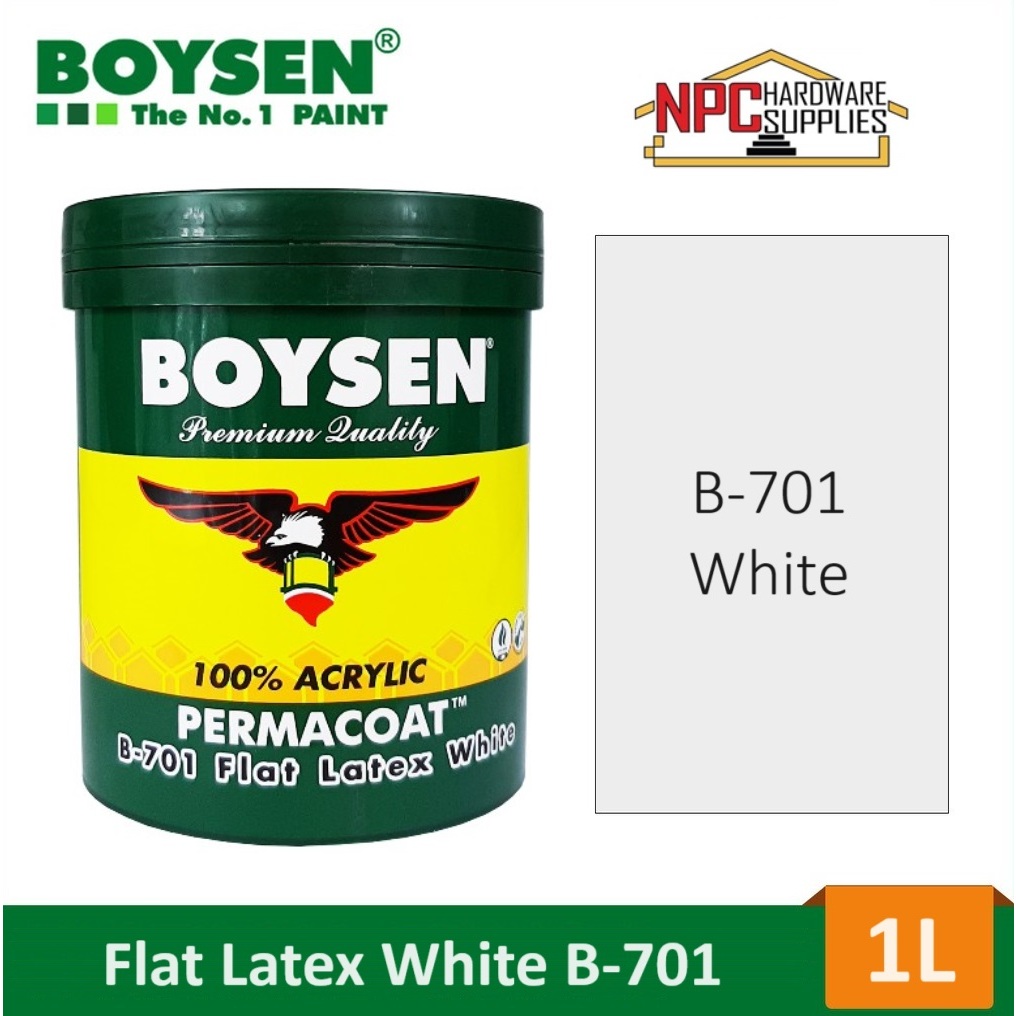 BOYSEN #701 Permacoat Flat Latex White 1 & 4 Liters 1L L Gal B-701 B ...