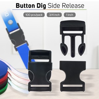 100sets Button Dig Black Buckle Side Release for Lanyards and Bags ...