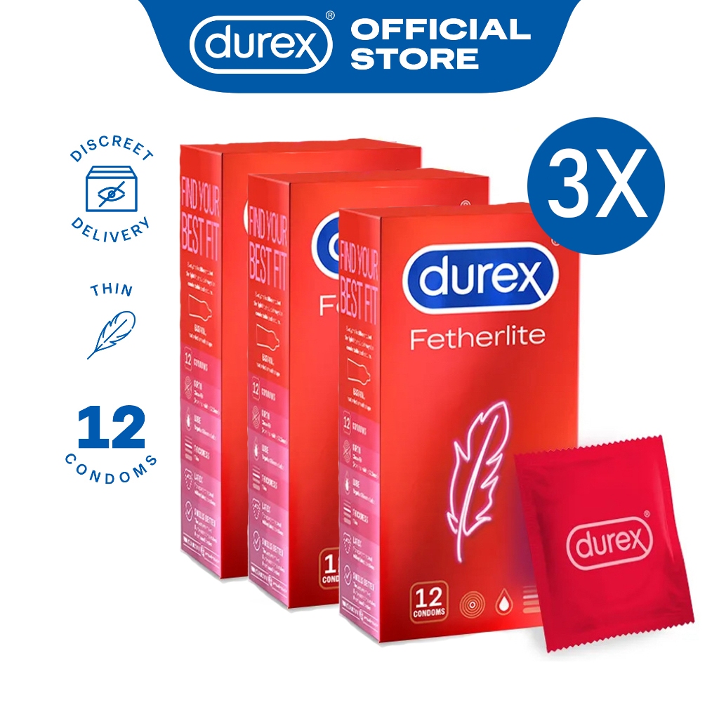 Durex Condoms Fetherlite Thinner Lubricated Condoms 12s (Set of 3 - 36 ...