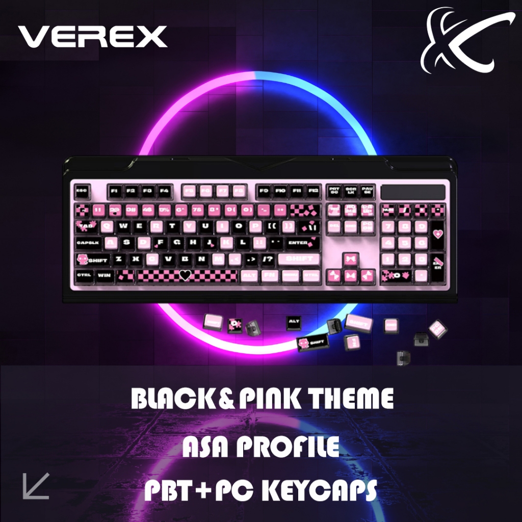 VEREX Black&Pink Theme 116 Keys ASA Profile PBT Dye-Sublimation ...