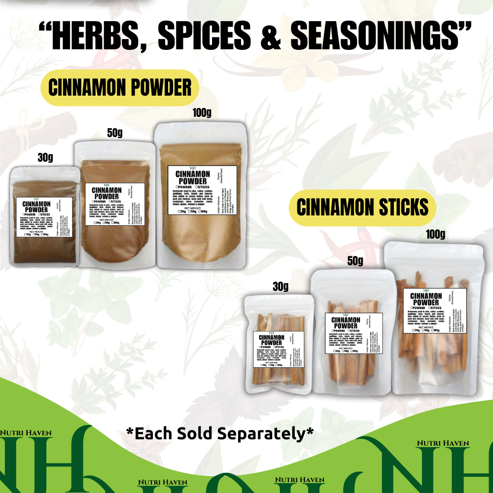 CINNAMON POWDER and CINNAMON STICKS herbs and spices tingi size 30g ...