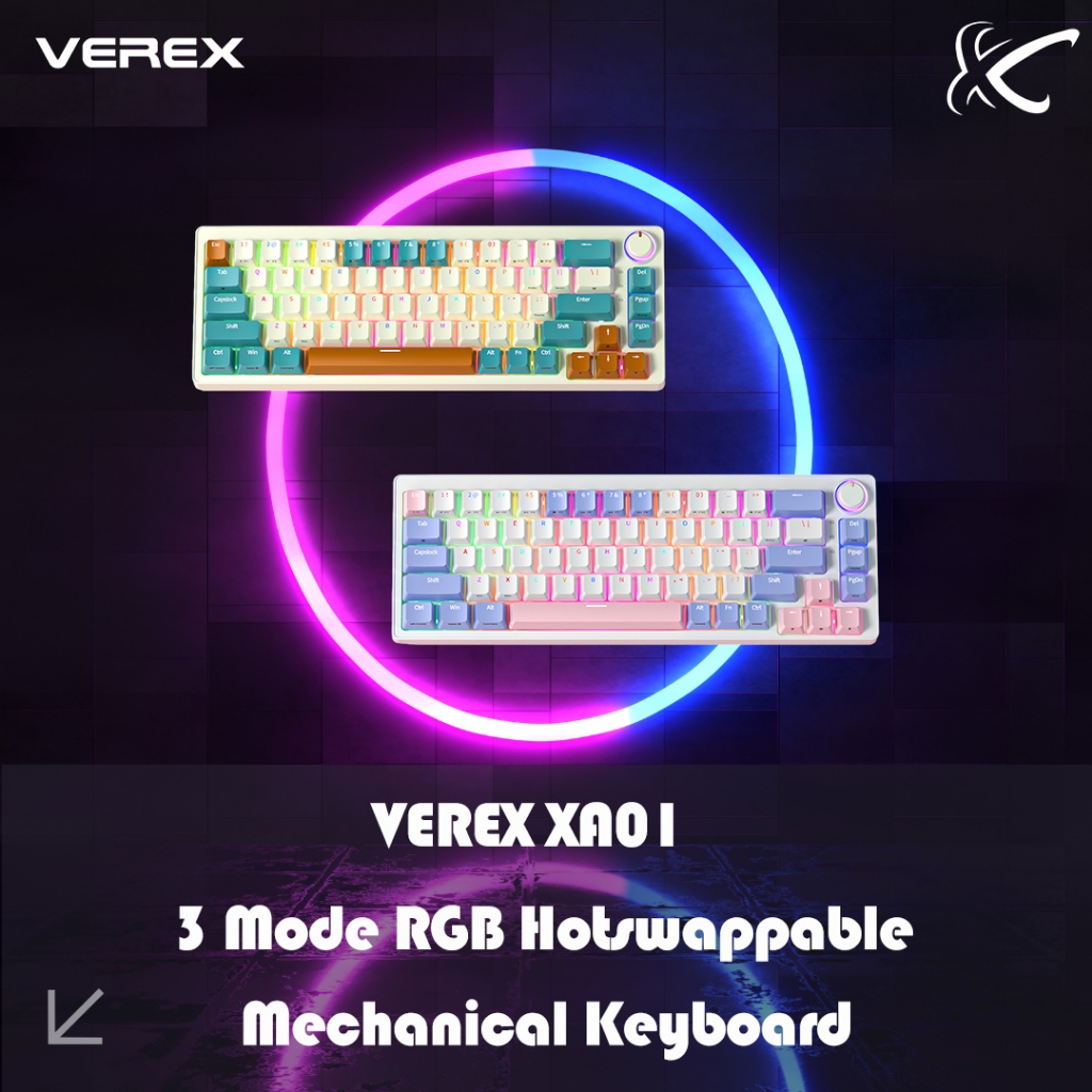 VEREX XA01 RGB Hot Swappable 3 Mode Mechanical Keyboard 68 Keys Gaming ...