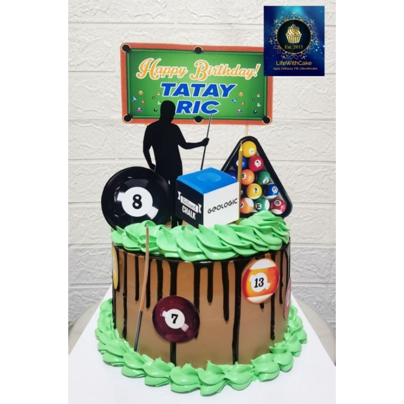 Billiard cake topper /Printed /Personalized with NAME and AGE | Shopee ...