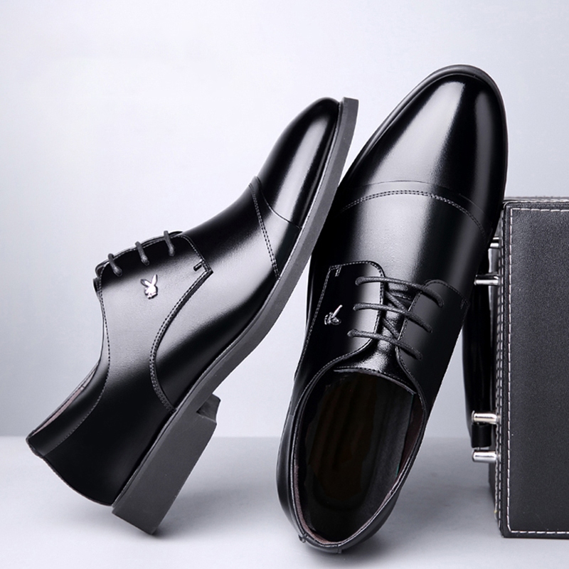 Men's Leather Shoes Business Formal Wear Leather Shoes Casual Black ...