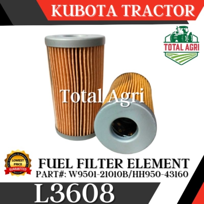 Fuel Filter Element Kubota Tractor L02 L1 L3608 (Paper) Part #: W9501 ...
