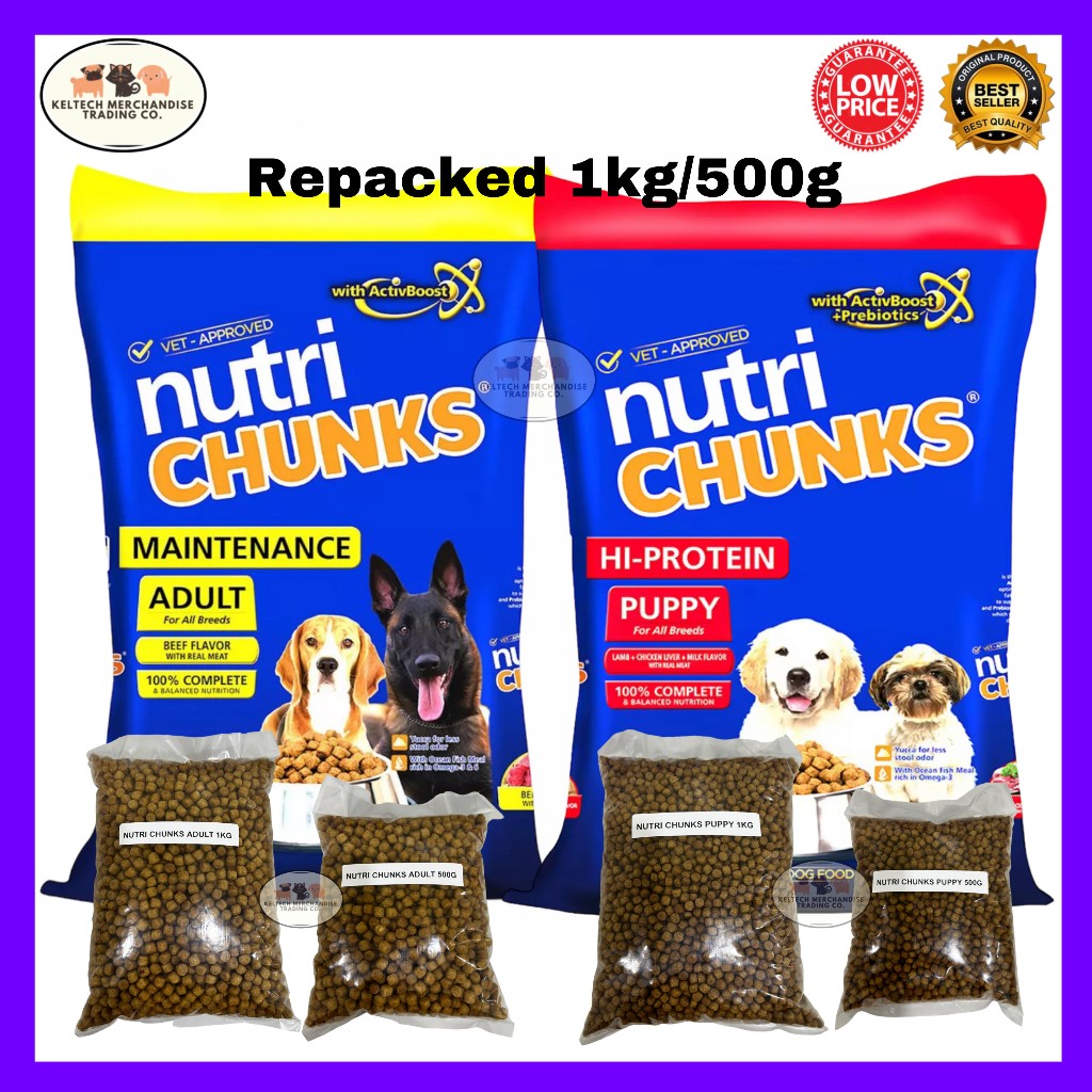 Nutri Chunks Adult Maintenance Beef / Puppy Hi Protein Lamb Chicken Liver and Milk Dry Dog Food ...