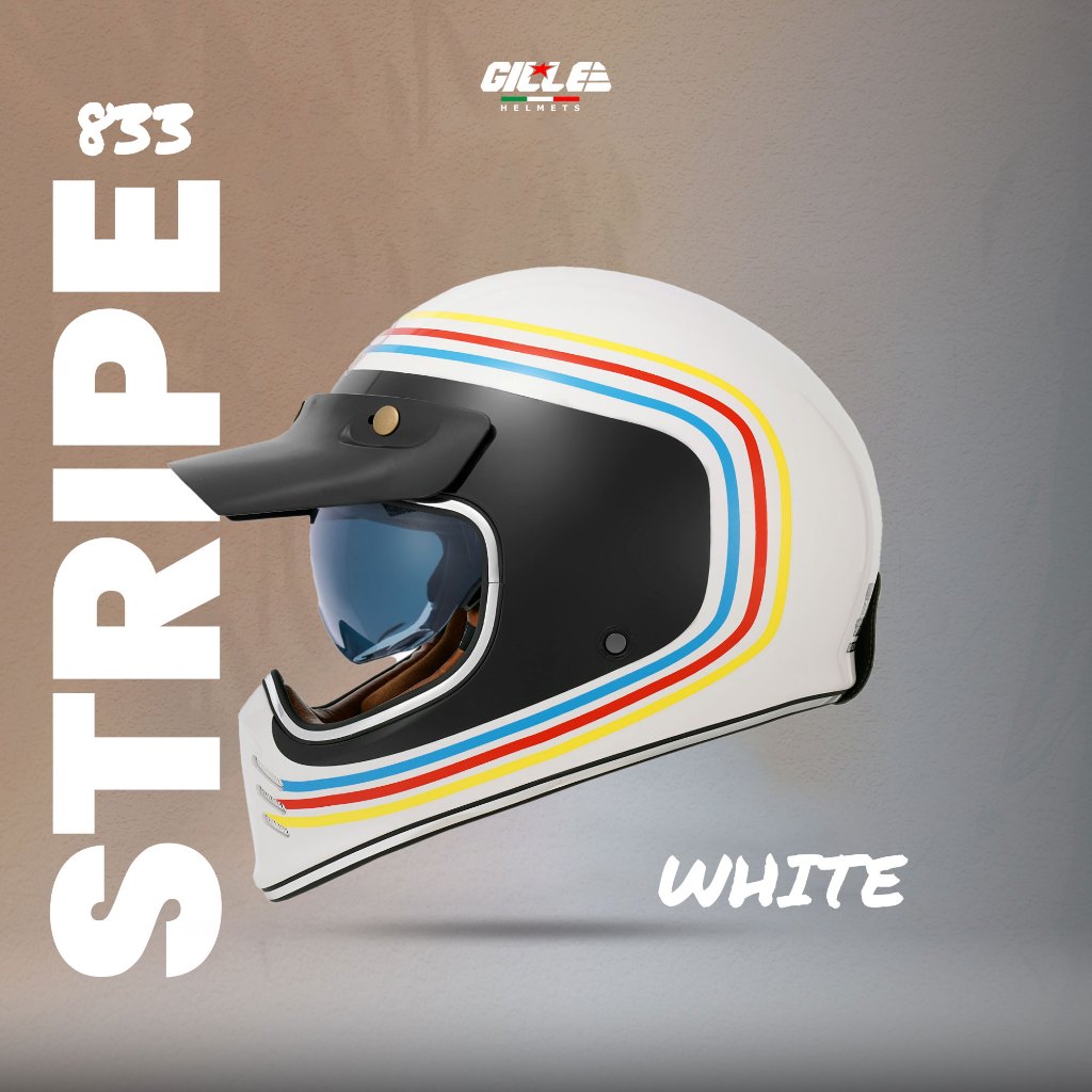 Gille Helmet 833 CLASSIC STRIPE Retro Motorcycle Helmet Full Face With ...