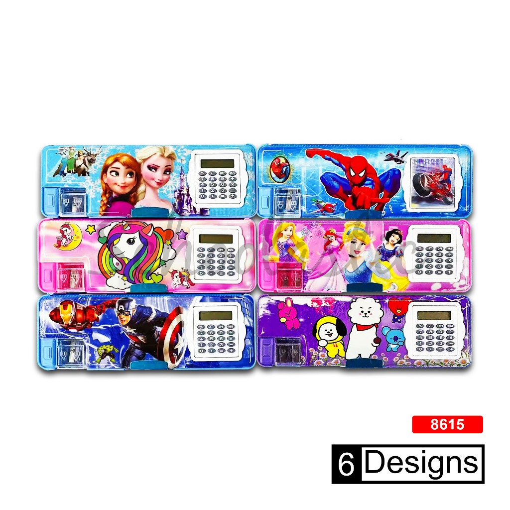 8615/502 Character Pencil Case with Calculator & Sharpener Double-sided ...
