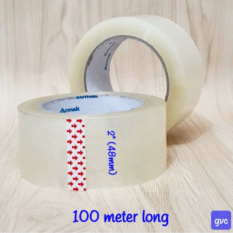 Armak Packaging Tape 2" x 100 meter. Clear / Tan ( 1 roll ) | Shopee ...
