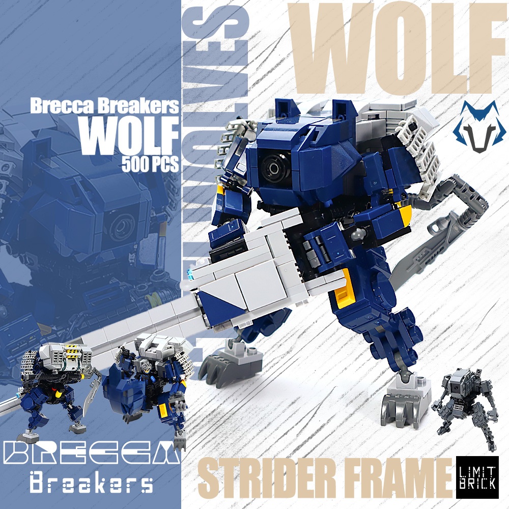 Brecca Breakers Wolf Steel Wolves Building Blocks MOC Brick Robot Mech ...