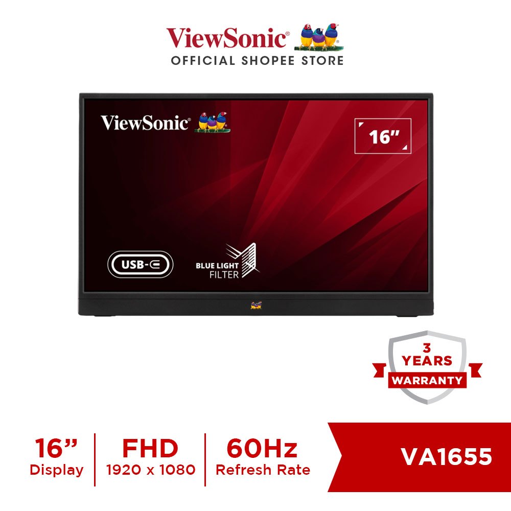 ViewSonic VA1655 16" FHD 1920 x 1080 60Hz IPS Technology 7ms ...