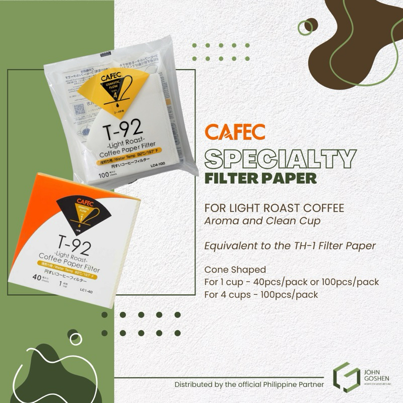 CAFEC Specialty Coffee Filter Paper (Light Roast T-92) | Shopee Philippines