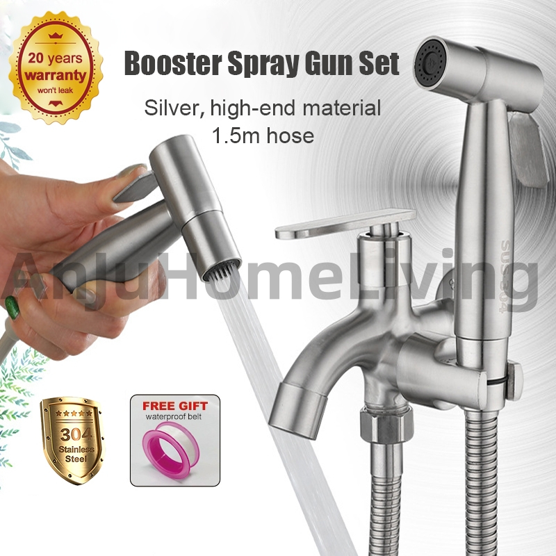 SUS304 Faucet stainless steel bidet spray set hand bidet 2 way faucet ...