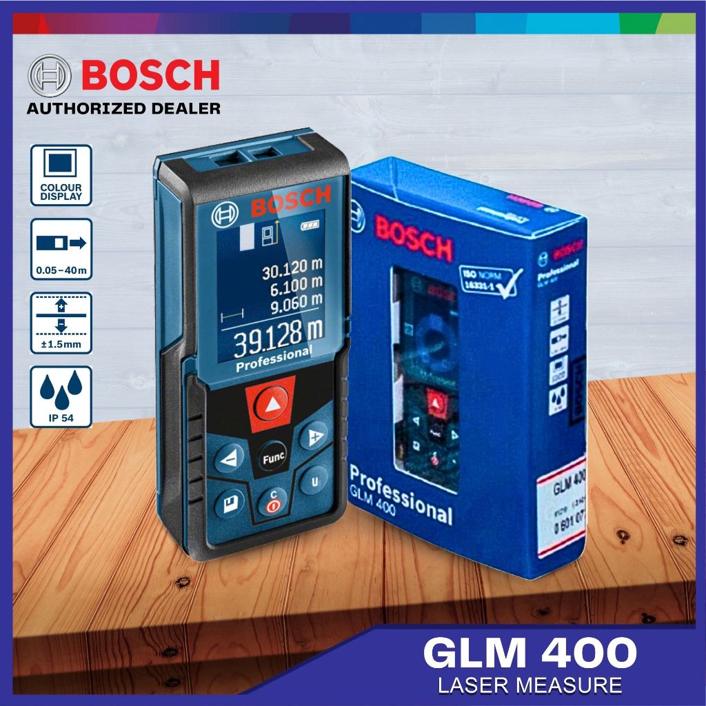 Bosch Laser Distance Measure GLM 400 40 meters Range,2 X AAA 0601072RK0 Heavy Duty MT Measuring ...