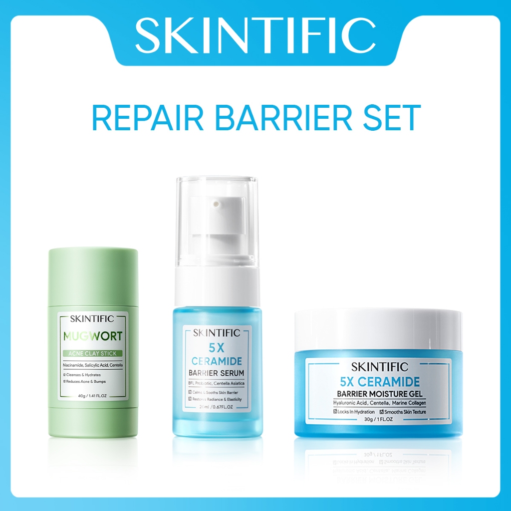 【3PCS】SKINTIFIC Skin Care Set With Mugwort Clay Face Mask Moisturizer ...