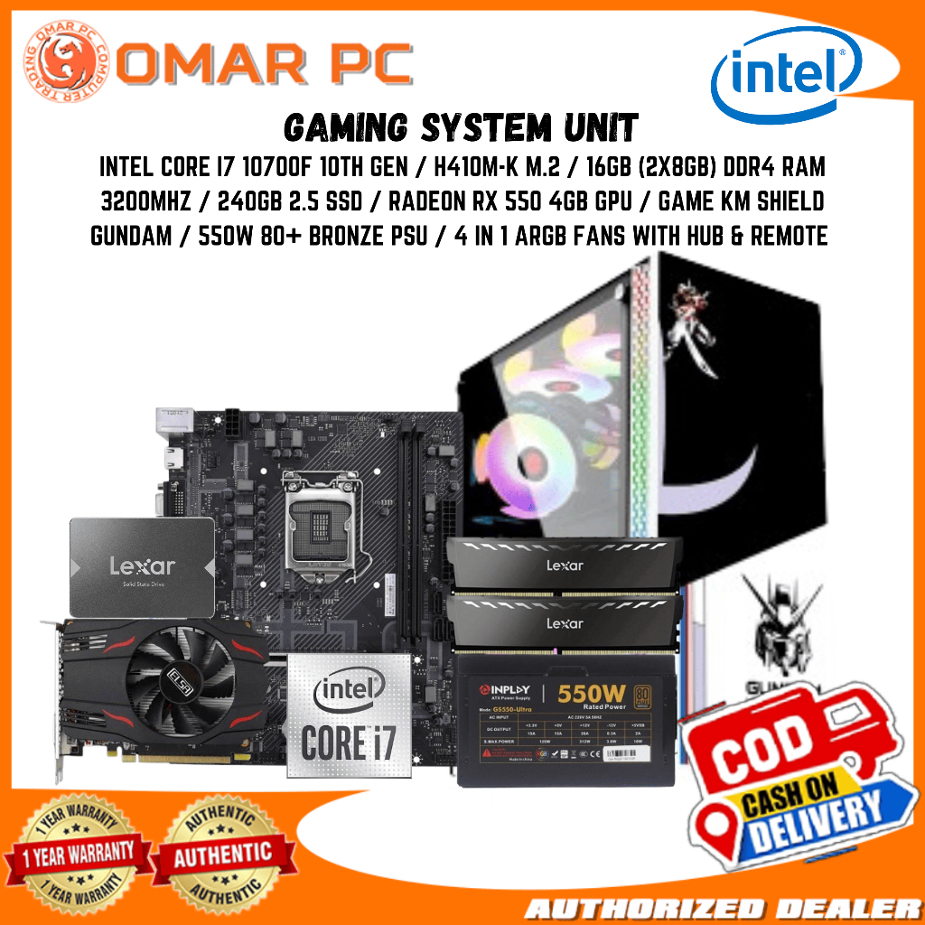 GAMING SYSTEM UNIT [INTEL i7 10700F ]{H410M-K M.2}[240GB SSD][16GB ...