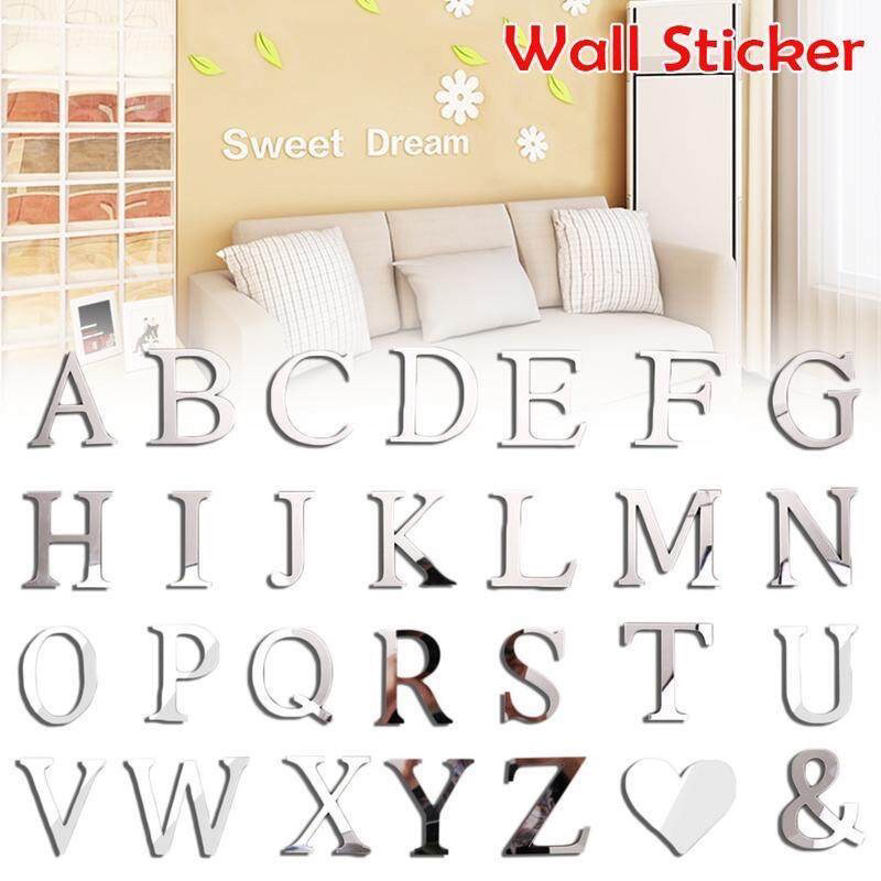 3D Letter Mirror English Letters Wall Stickers/ Creative Home ...