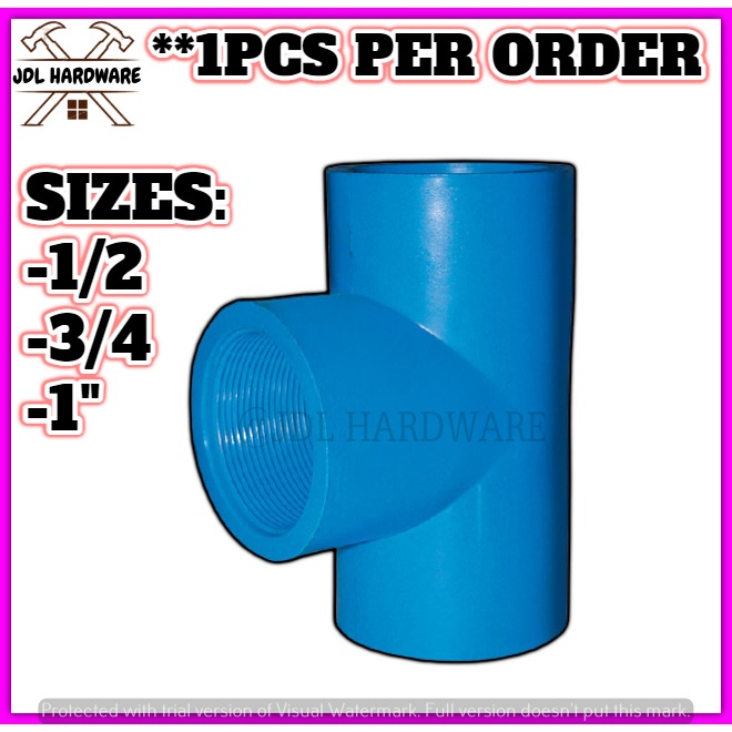 3702 1PCS (1/2, 3/4, 1INCH) PVC Tee Threaded Three-way UPVC Blue Glue ...